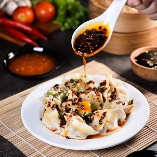 Jual dimsum wonton chili oil healthy frozen / dim sum won ton kuah ...