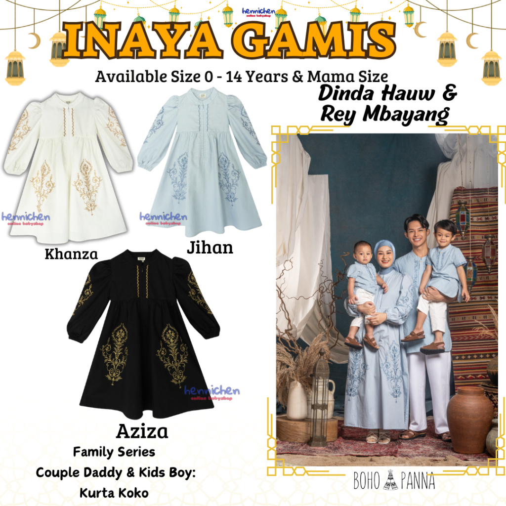 Jual Bohopanna baju lebaran 0-12 Tahun & Dewasa Inaya Gamis Lebaran Anak Dan Bayi / Dress Raya ...