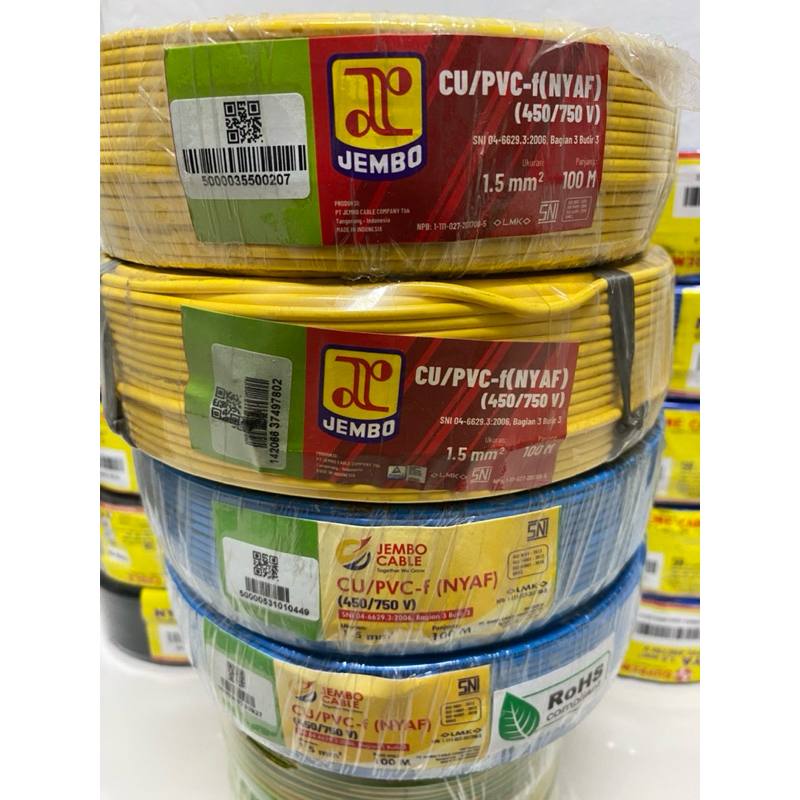 Jual KABEL SERABUT NYAF 1x1,5 MERK JEMBO @100M | Shopee Indonesia