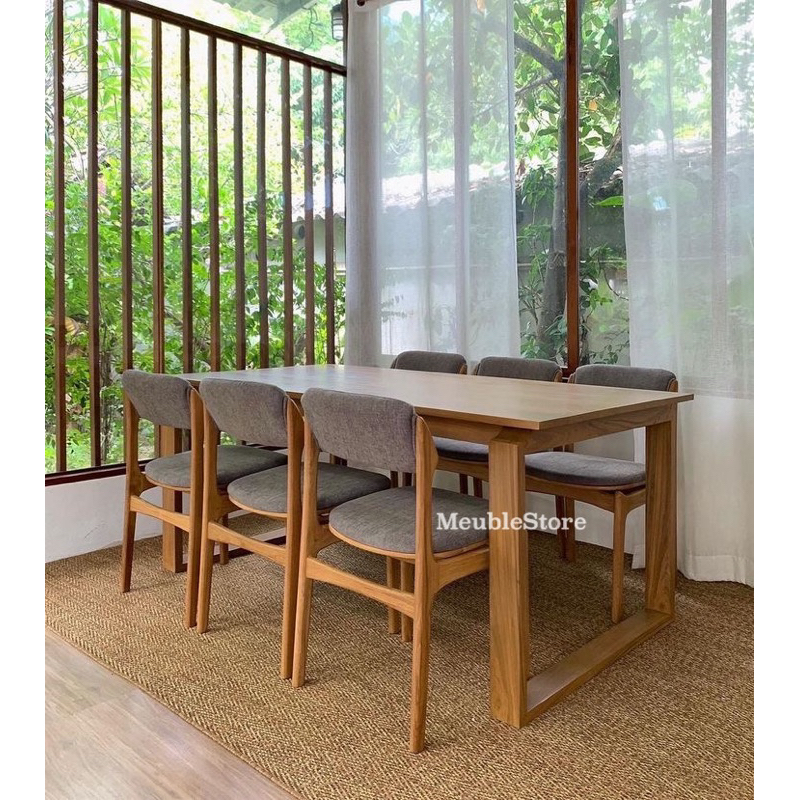Jual meja makan 6 kursi modern model minimalis retro berkualitas ...