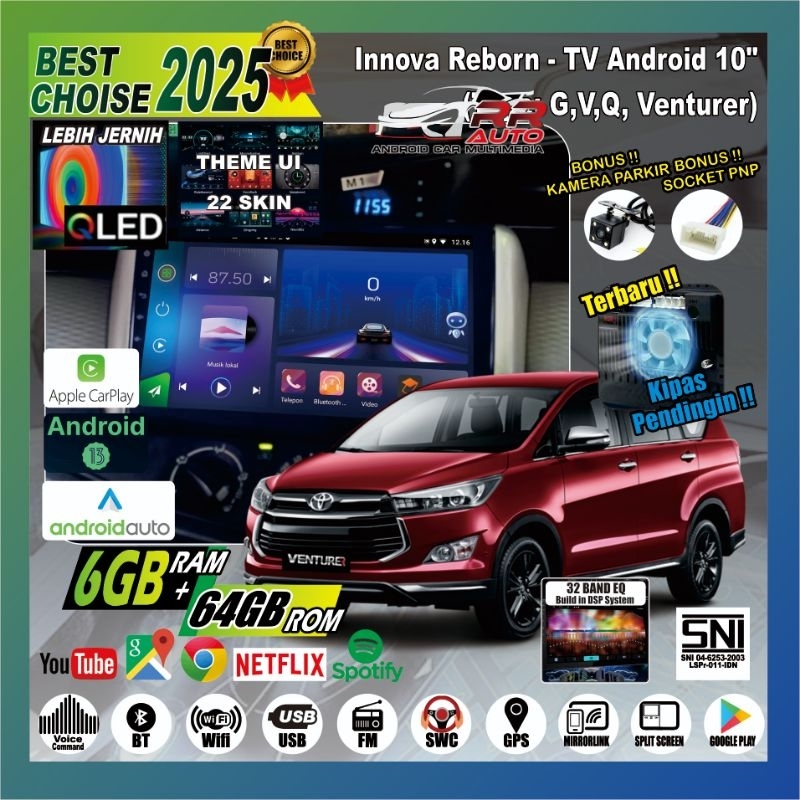 Jual Innova Reborn 2015-up | RAM 6+64gb ROM,Head Unit Android OS13,QLED ...