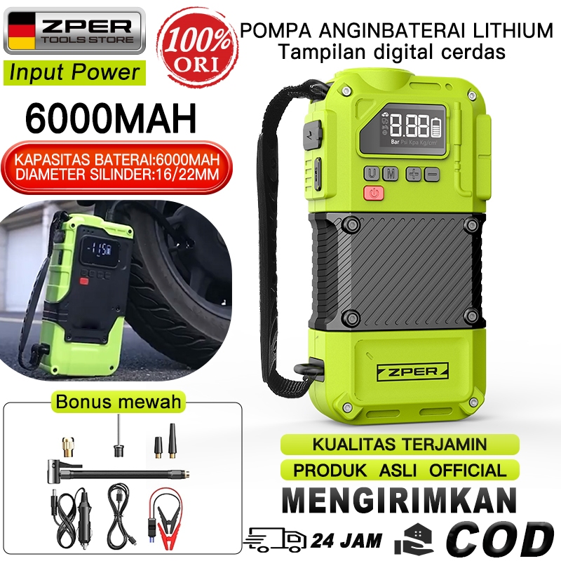 Jual ZPER Otomotif Charger Aki Pompa Udara Digital 16 volt Jumper Aki ...