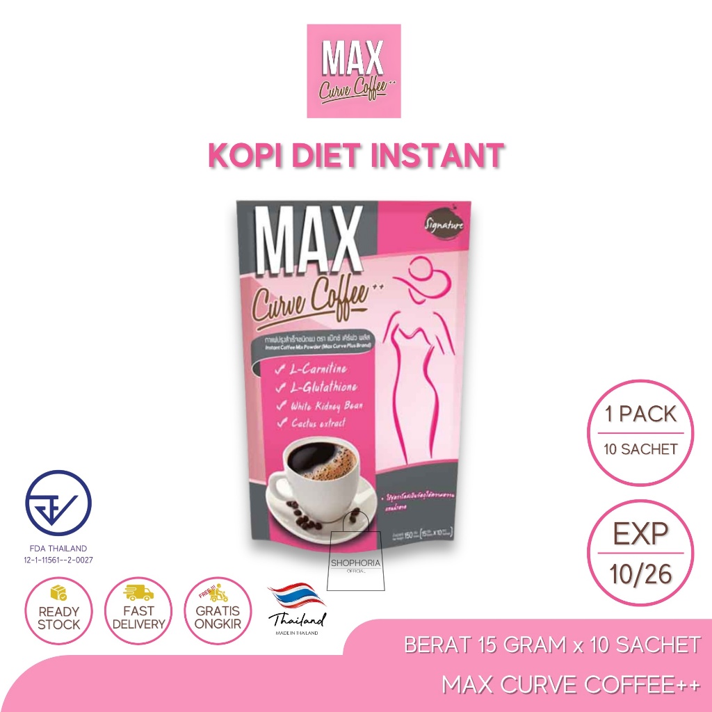 Jual Max Curve Instant Coffee 150 Gram Isi 10 Sachet Original Thailand ...