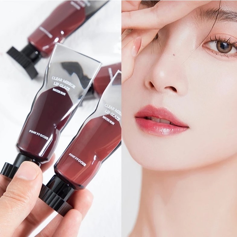 Jual Pinky Focus Clear Mirror Lip Glaze Water Run Lip Oil Lipstick ...