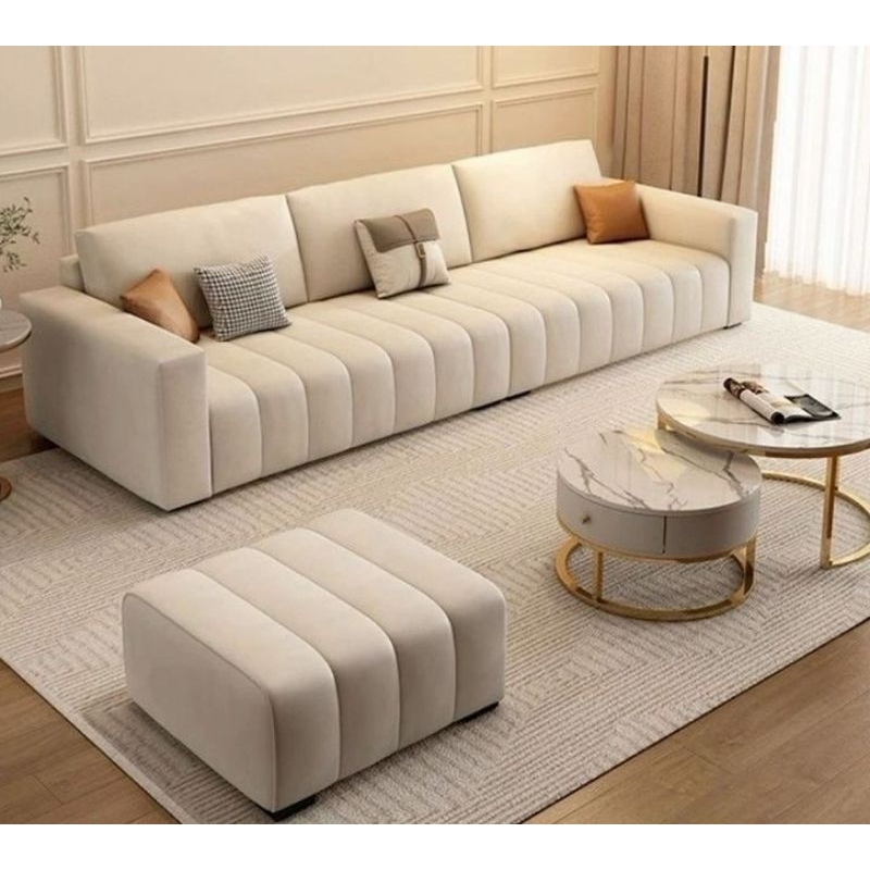Jual sofa minimalis 3 dudukan dan satu puff besar | Shopee Indonesia