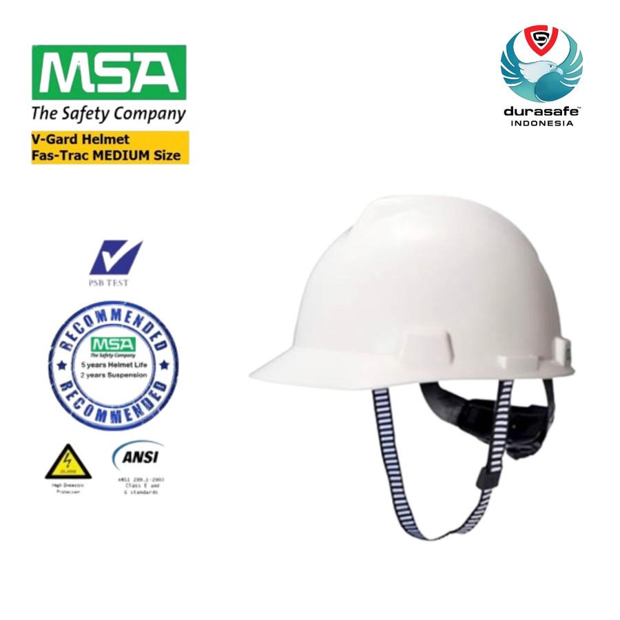 Jual Helm Safety Putih MSA V - Gard inner Fas-trac dengan tali dagu 2 ...