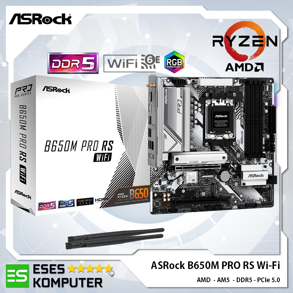 Jual Motherboard ASRock B650M Pro RS WIFI DDR5 ARGB AMD AM5 | Shopee ...