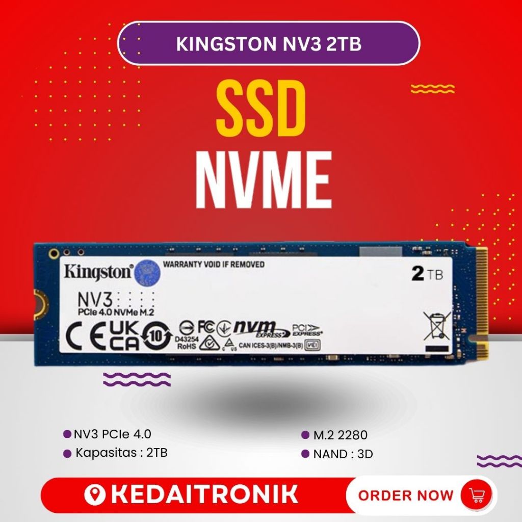 Jual Kingston NV3 2TB PCIe 4.0 NVMe SSD 2 TB M.2 2280 For PC Laptop ORI ...