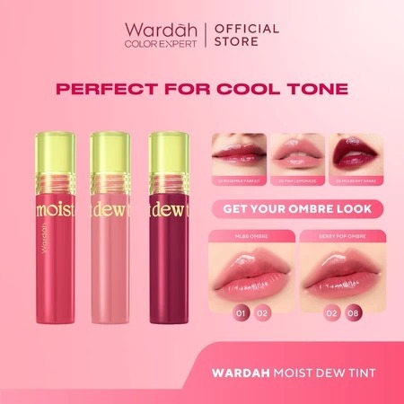Jual PAKET OMBRE Wardah Moist Dew Tint Bibir Lembab Glossy Dew Tint ...