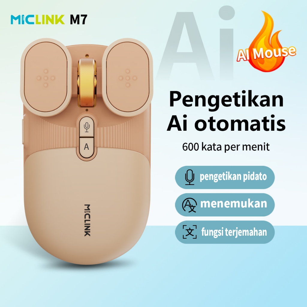 Jual Rulink Mouse AI Cerdas Pengenal Suara-M7 Rechargeable Silent Click ...