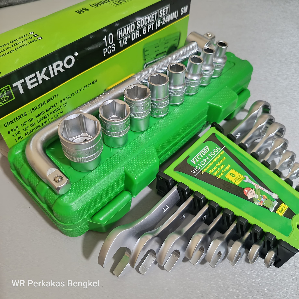 Jual PAKET HEMAT Kunci Sok Set Tekiro 10 Pcs Hand Socket 8-24mm + Kunci Ring Pas Set 8 pcs ...