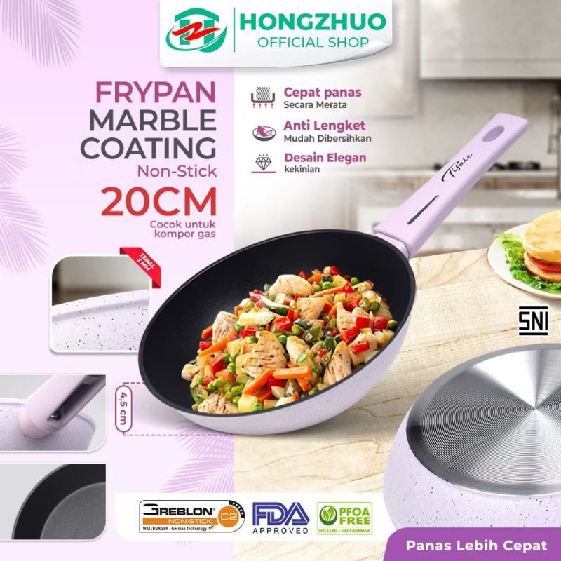 Jual Hongzhuo By Tifale Aesthetic Luna Pan Fry Pan Wajan Penggorengan Granite Frypan Anti ...