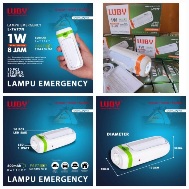 Jual senter emergency matsugi / Luby LED Portable Senter Rechargeable ...