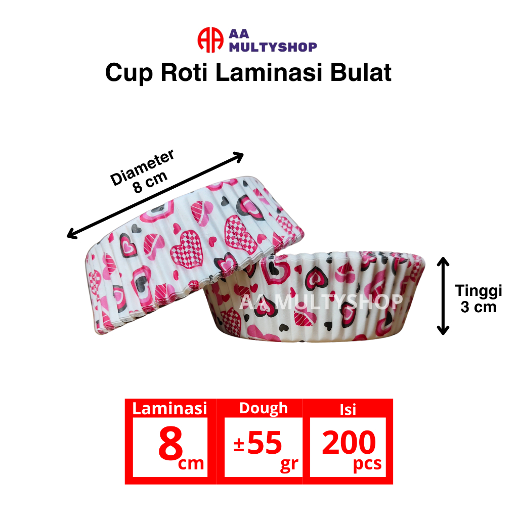 Jual Cup Roti Laminasi Bulat 8 CM Isi 200 pcs | HEART | Shopee Indonesia