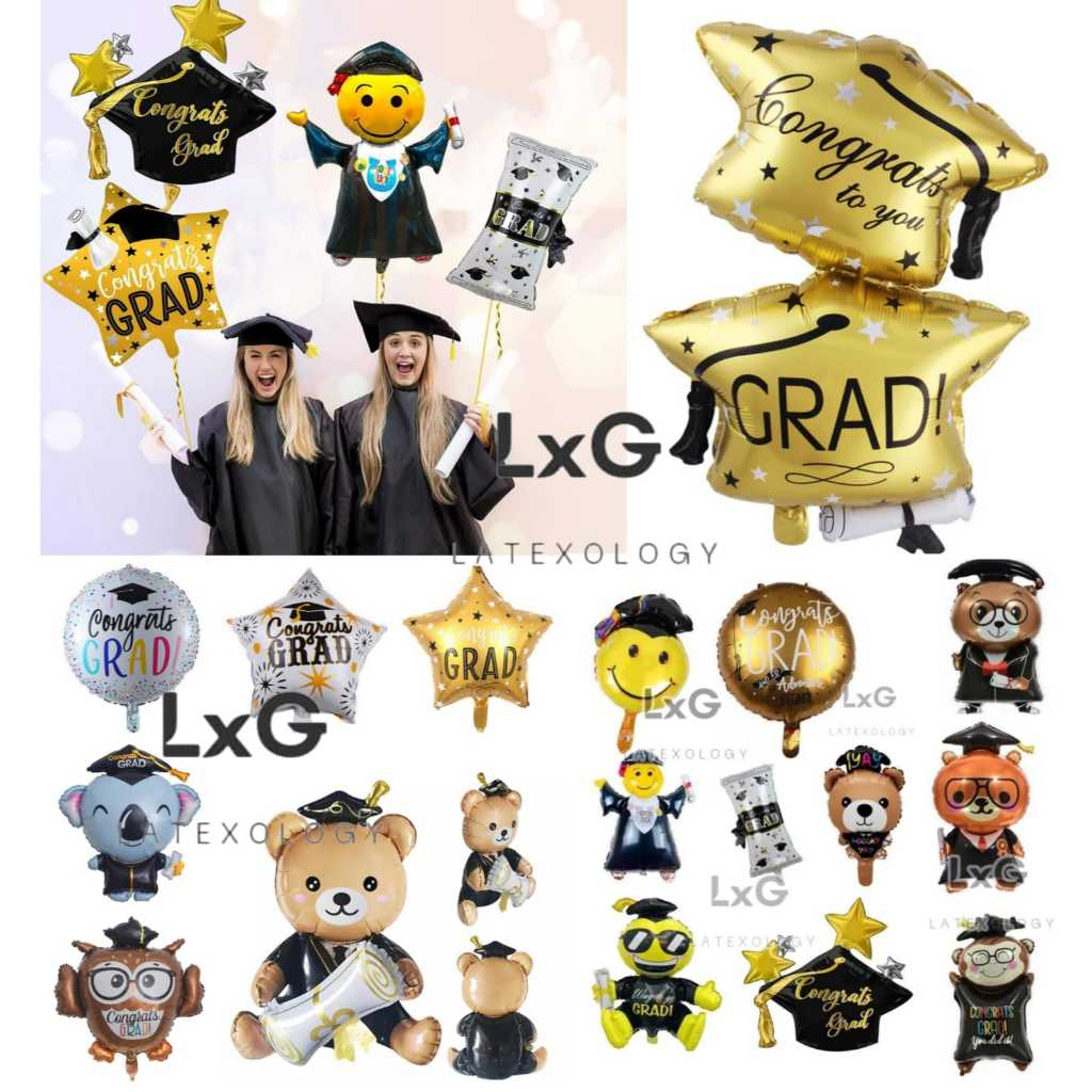 Jual Balon Tema Graduation Wisuda 3D Bear, Karakter, Toga, Smiley,Jubah ...
