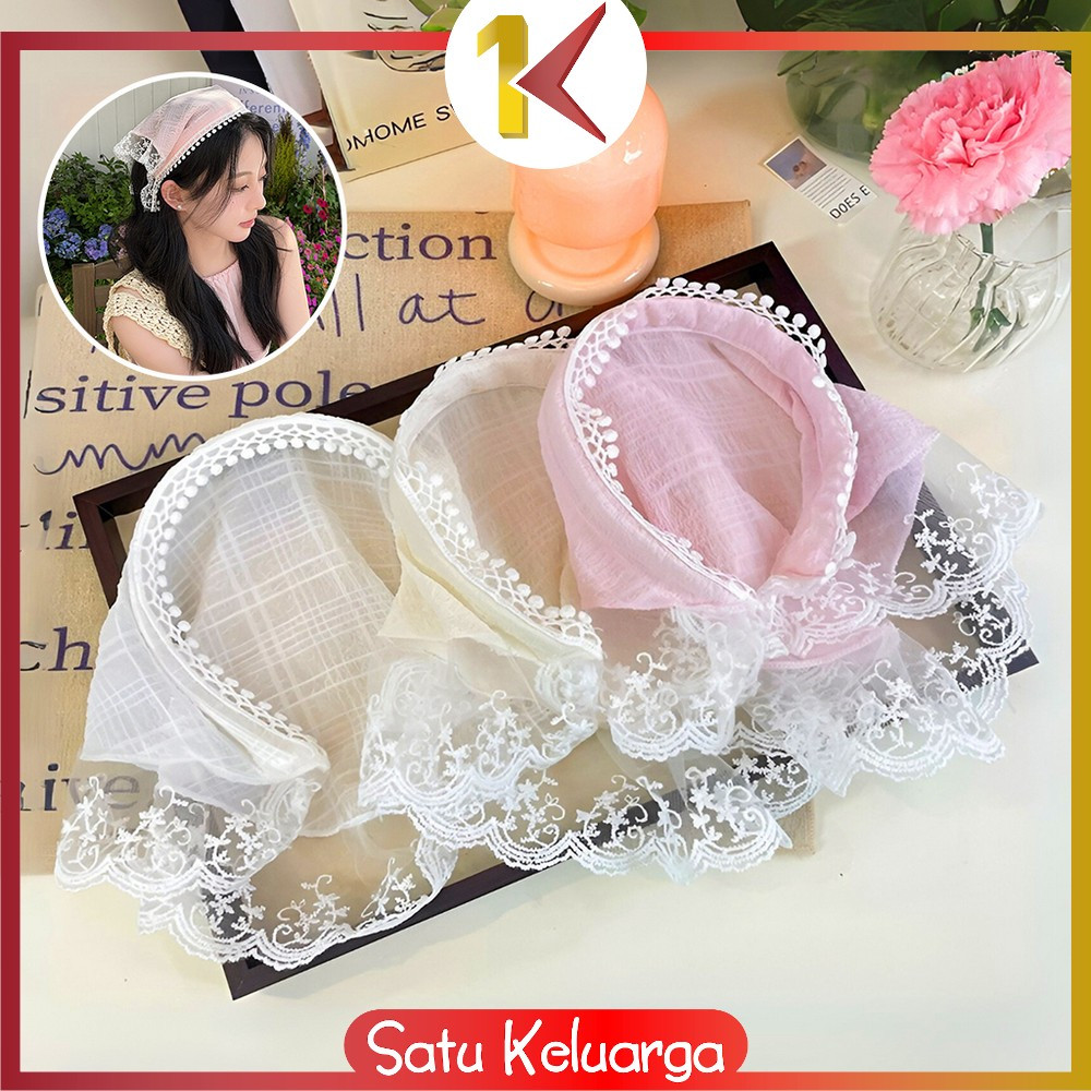 Jual SK-C1253 Bando Raw Lace Aesthetic Bandana Korean Style Bando Renda ...