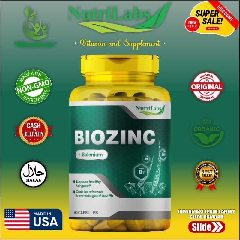 Jual Nutrilabs Biozinc Biotin 10000mcg, Zinc, Selenium - FDA Made in ...