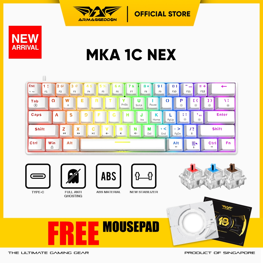 Jual Armaggeddon MKA 1C Nex Hotswappable 61 Keys Wired Mechanical Gaming Keyboard | Free ...
