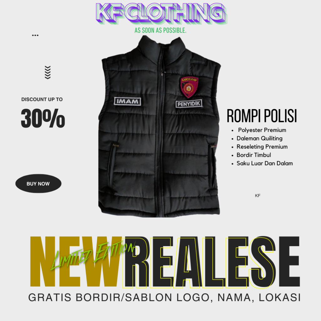 Jual ROMPI POLISI BARESKRIM POLRI DTERLARIS TERMURAH GRATIS BORDIR ...