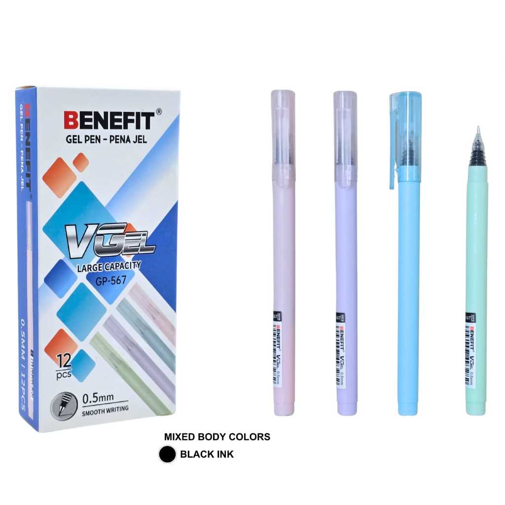 Jual Pulpen Gel BENEFIT 0.5mm VGEL GP-567 (12pc) | Shopee Indonesia