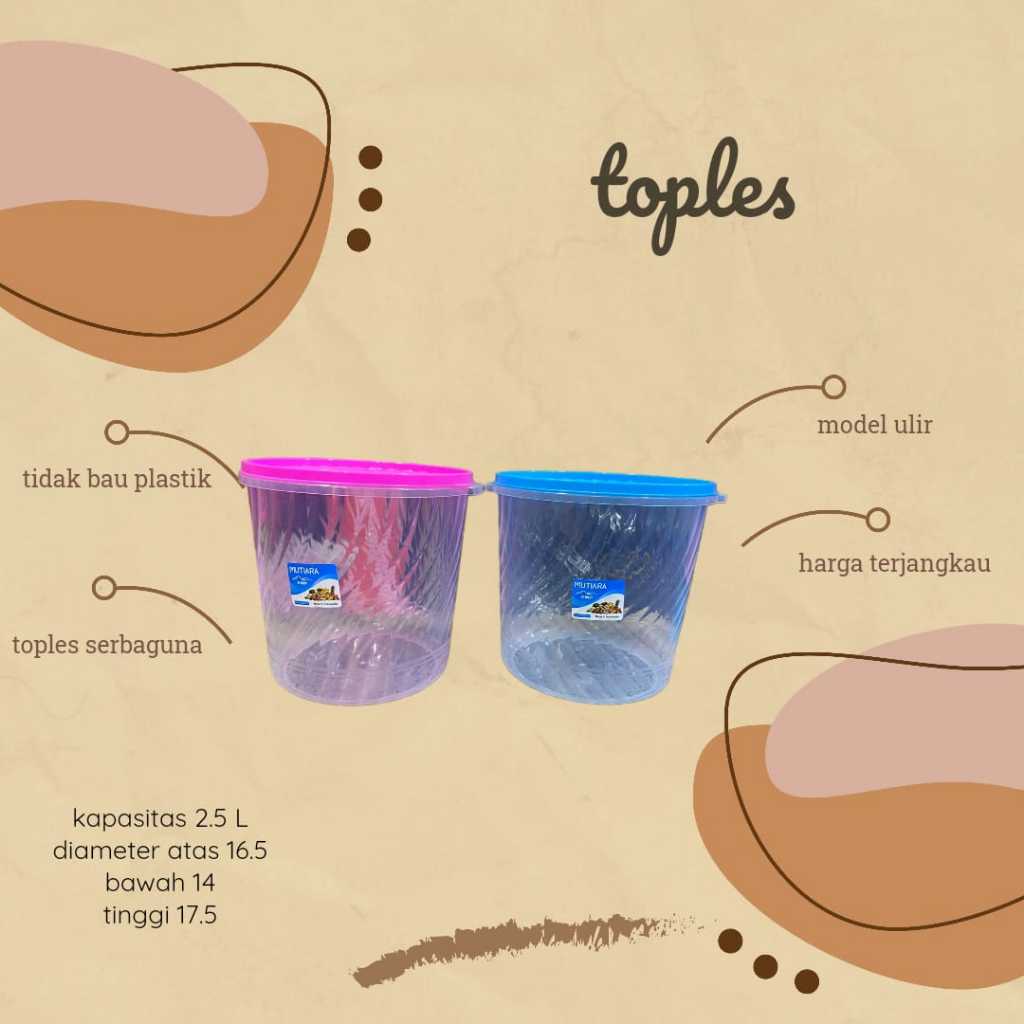 Jual Grosir 12 Pcs Toples Plastik Mutiara Bulat 2,5 Liter Bening ...