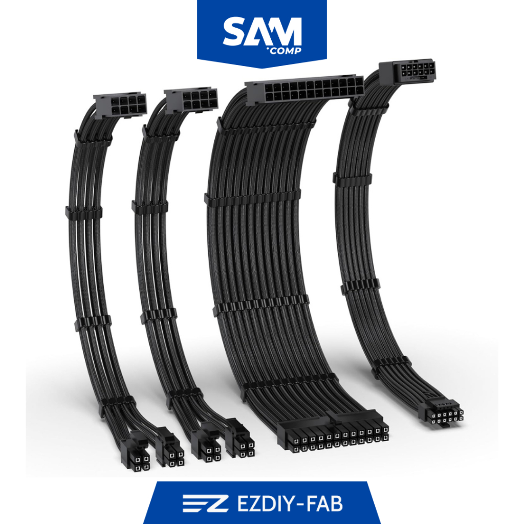 Jual EZDIY-FAB 16AWG PSU 12VHPWR M Cable Extension 4 Cables - Black ...