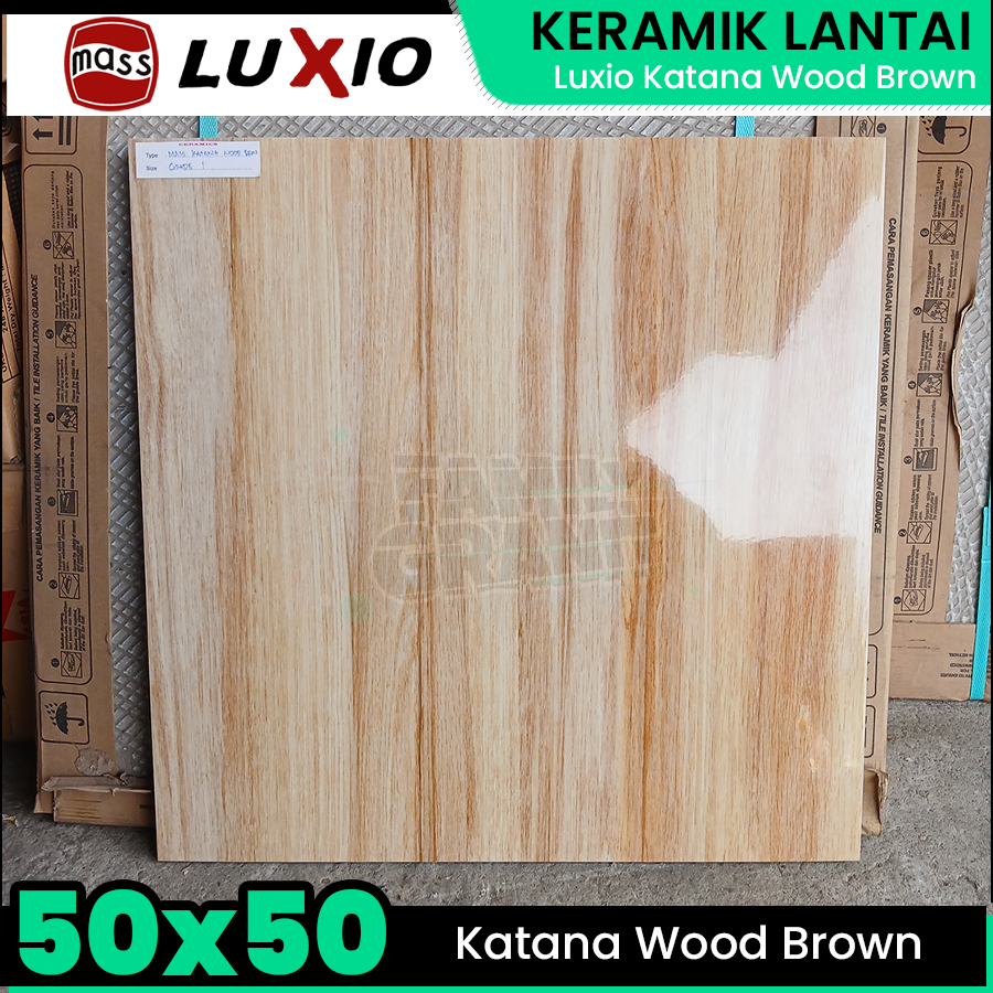 Jual Keramik Lantai 50x50 Mass Luxio Katana Wood Brown Motif Kayu Glossy Cutting KW1 | Shopee ...