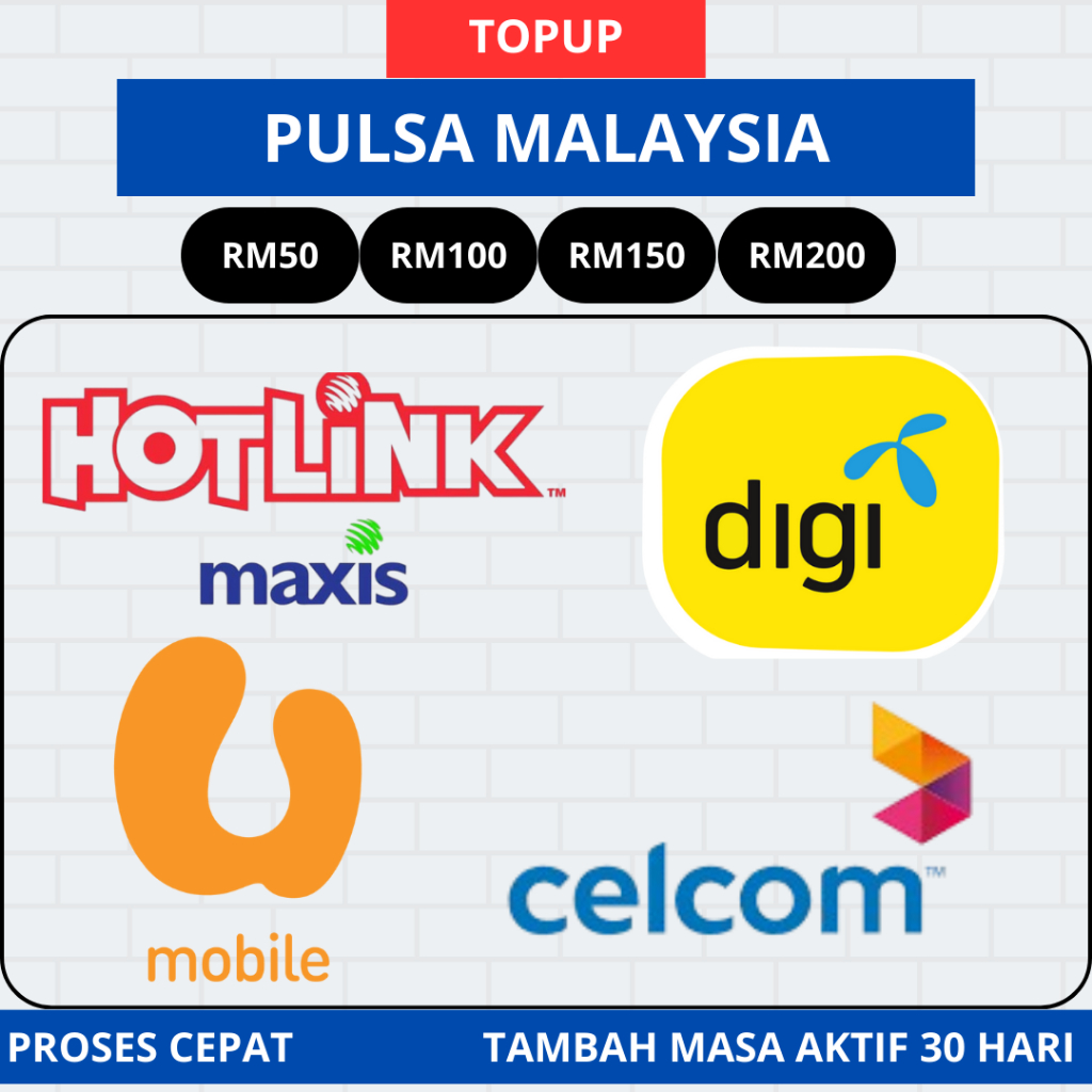 Jual Pulsa Malaysia Hotlink Maxis Celcom Digi Umobile Tunetalk RM50 RM100 RM150 RM200 | Shopee ...