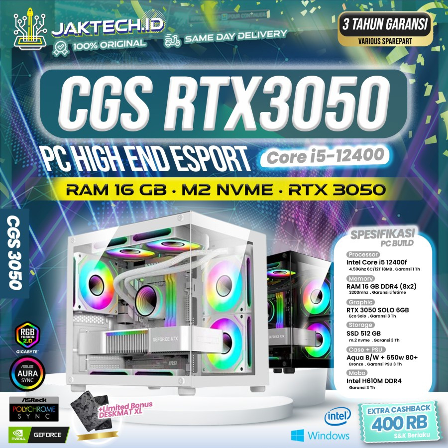 Jual PC Gaming i5 12400 RTX 3050 ECO SOLO 6GB RAM 16GB DDR4 SSD 512GB ...