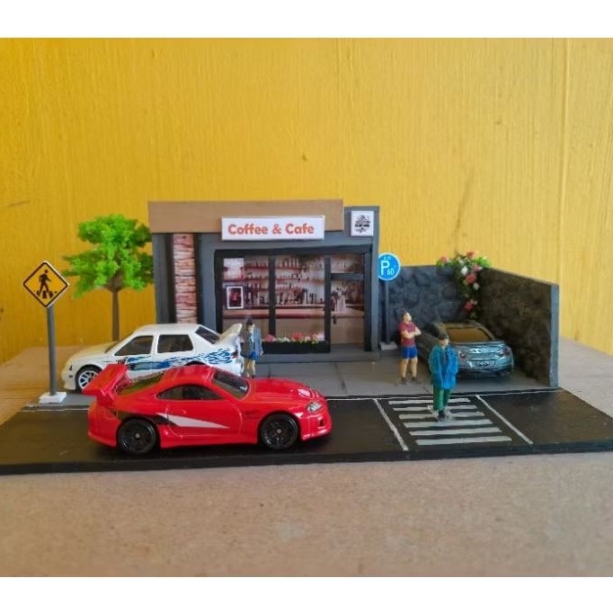 Jual Diorama coffee & cafe warna abu 1:64 / Diorama hotwheels / diorama ...