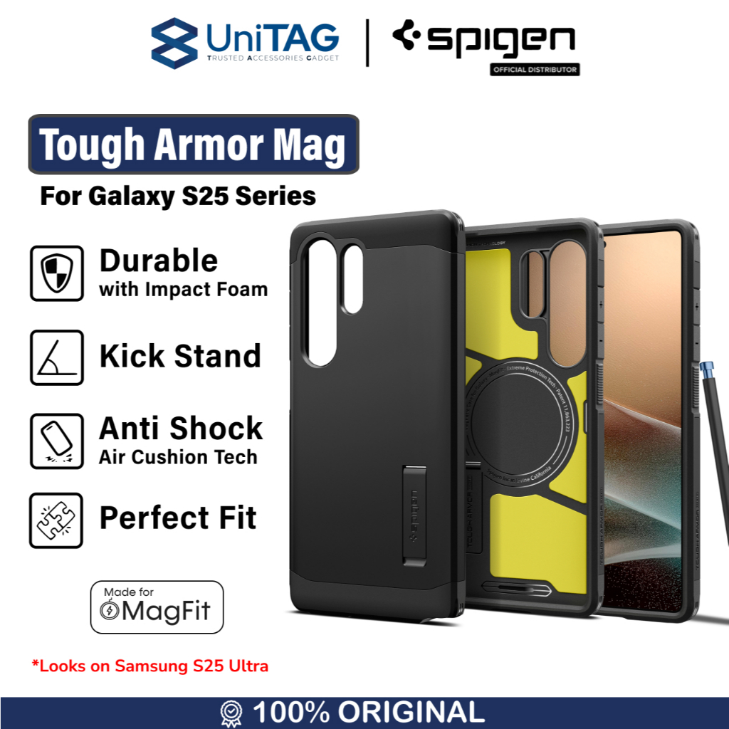 Jual Case Samsung Galaxy S25 Ultra Plus Spigen Tough Armor MagFit Anti Shock Crack Cover Stand ...