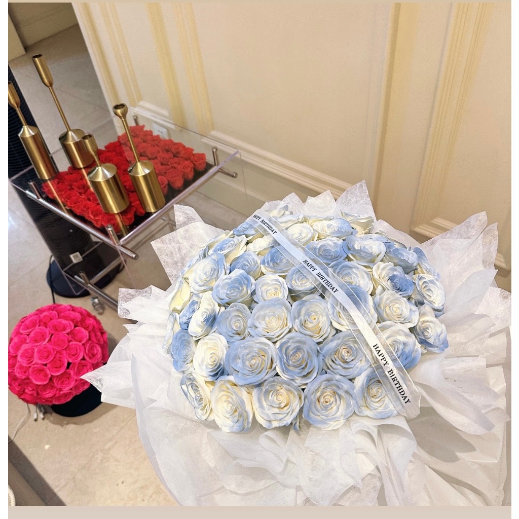 Jual Buket Bunga 30/50 Mawar tiffany Biru hadiah buat cewek Hadiah ...