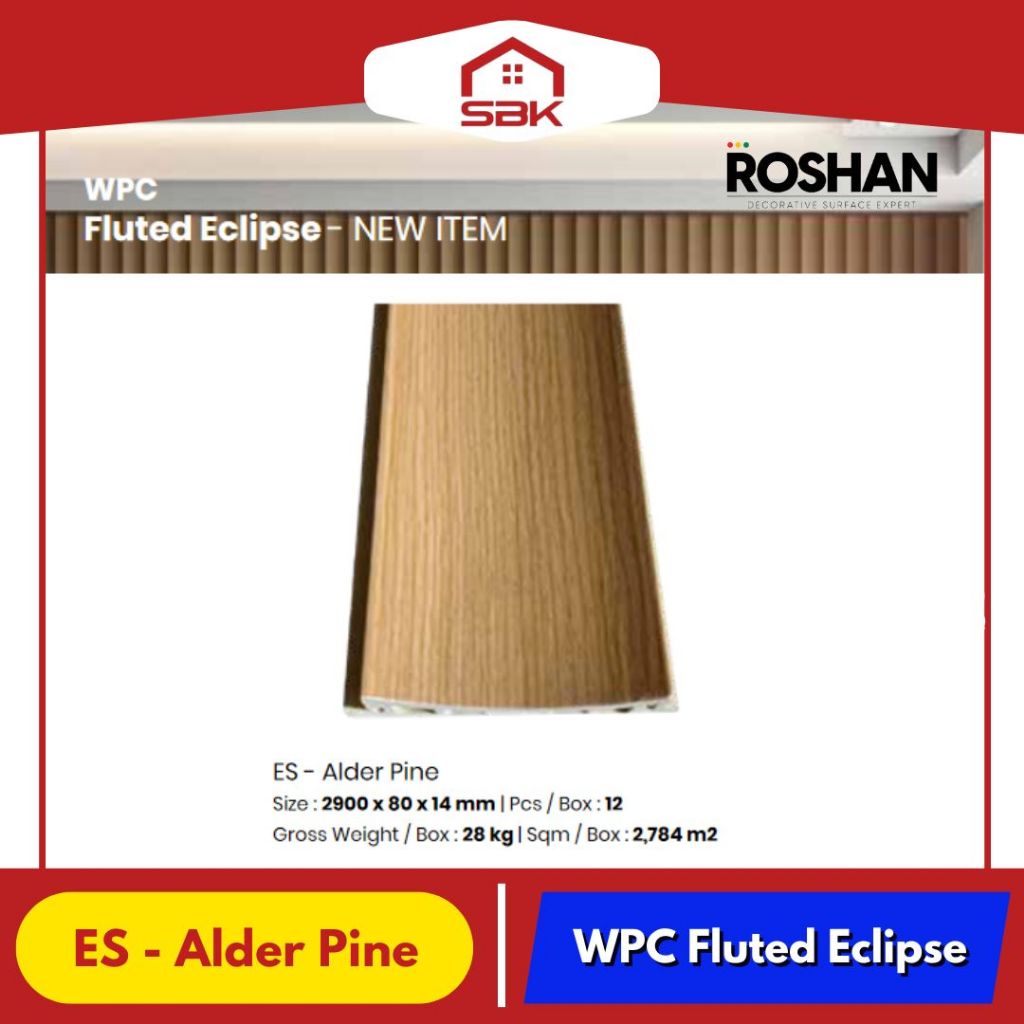 Jual Dekorasi Dinding | Wall Panel Fluted Eclipse WPC Roshan 2900x80MM | Shopee Indonesia