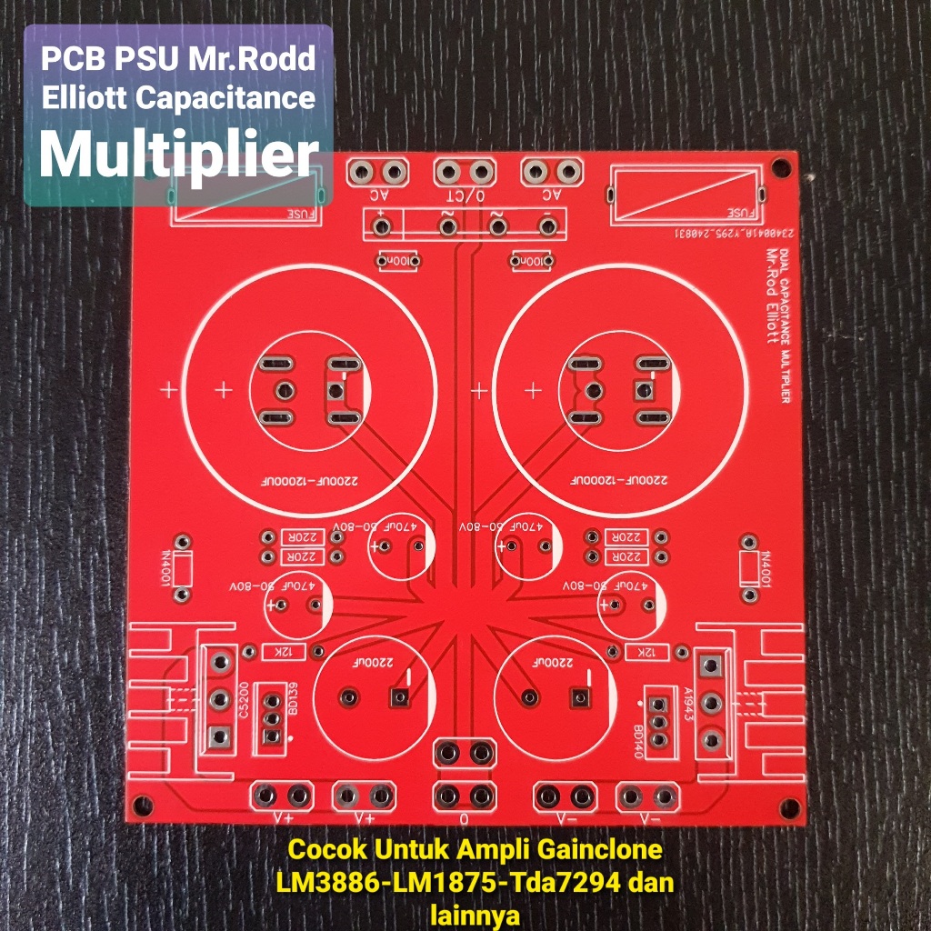 Jual PCB PSU Capacitance multiplier Mr rodd elliott untuk lm3886/lm1875 ...