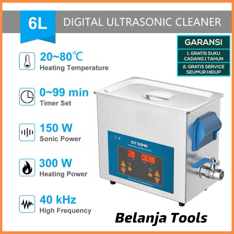 Jual GT Sonic 6L Ultrasonic Cleaner Digital Ultrasonik Cleanser Timer 6 ...