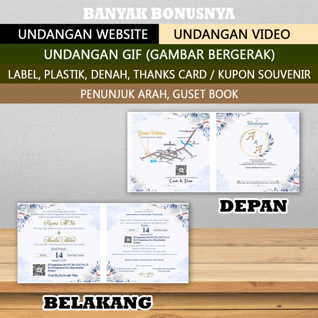 Jual COD Undangan Nikah Murah 14.3x30.5(UNAAPGENZ007) - Undangan ...