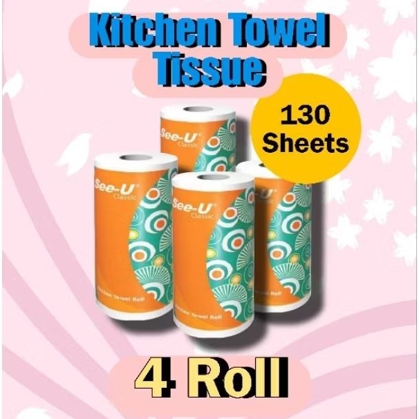Jual See-U Kitchen Towel 130 Sheets 1 Ply (4 Roll) | Shopee Indonesia