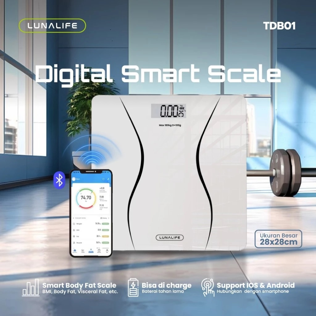 Jual LUNALIFE Timbangan Bluetooth TDB01 Digital Body Fat Scale (WAJIB ...
