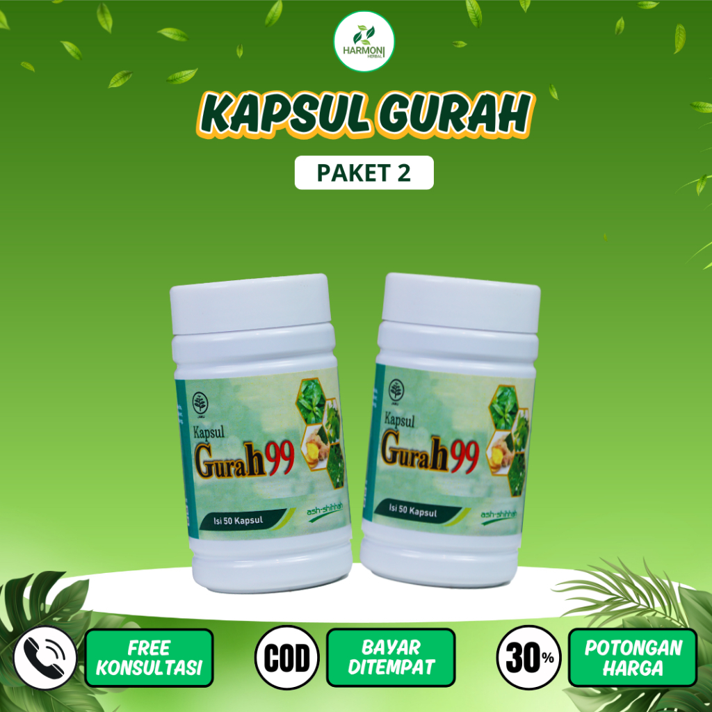 Jual Paket 2 Kapsul Gurah 99 Herbal Pernafasan (Isi:100) Terapi Batuk ...