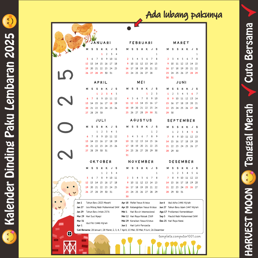 Jual [RUANG KREATIF] - HARVEST MOON | Kalender Dinding Paku - Kalender ...