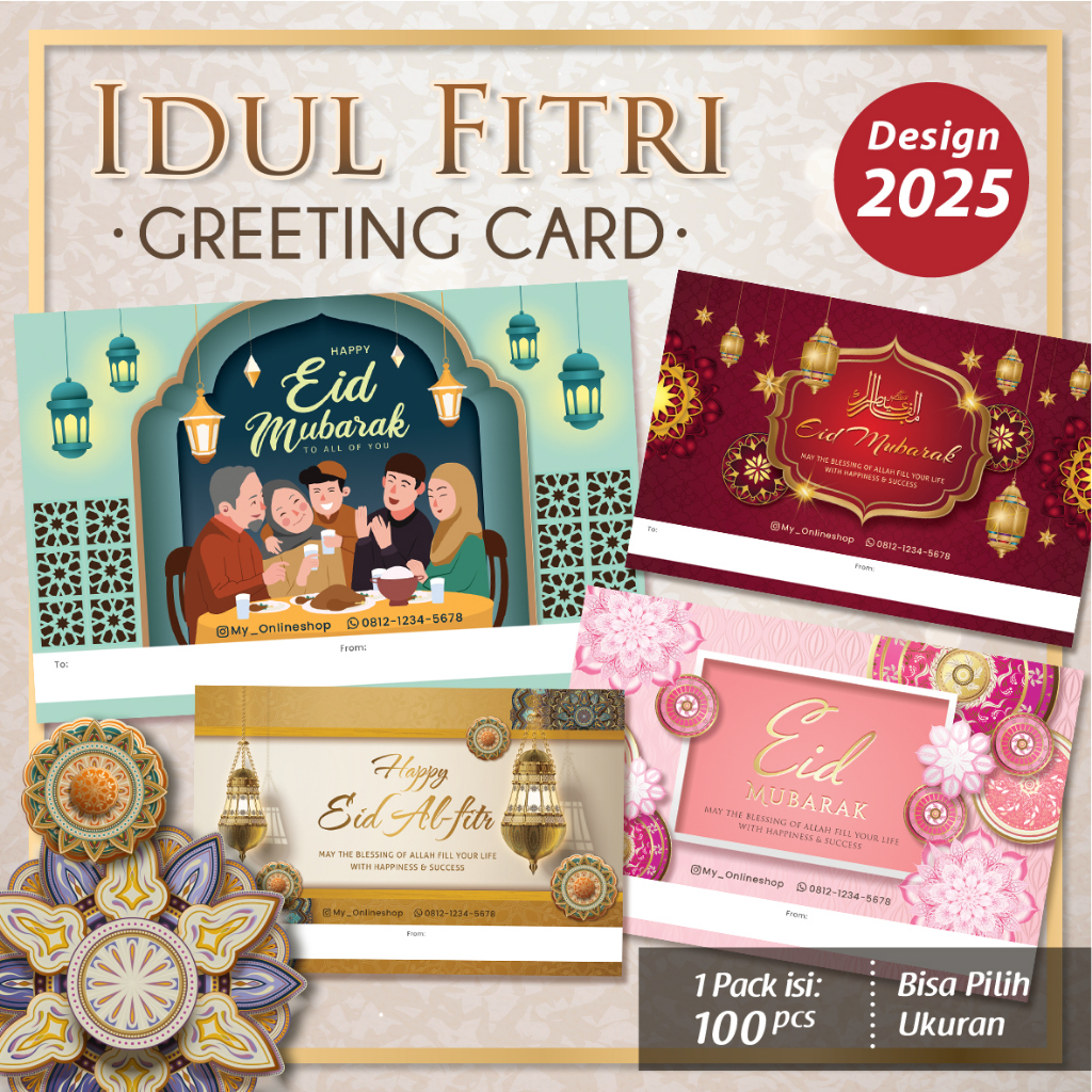 Jual [Isi 100] Greeting Card Idul Fitri/ Kartu Lebaran/ Kartu Ucapan ...
