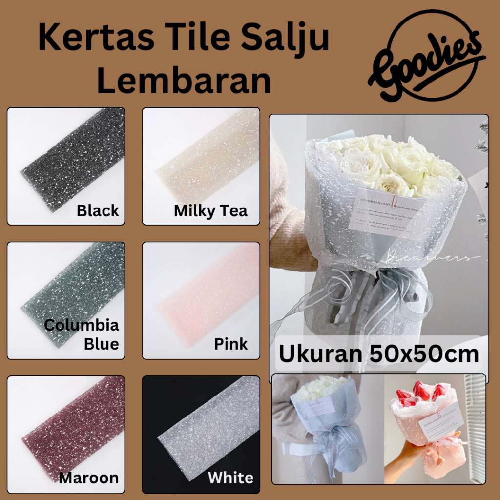Jual Kertas Tile Salju Buket Lembaran / Flower Wrapping Snow Kain Tille ...