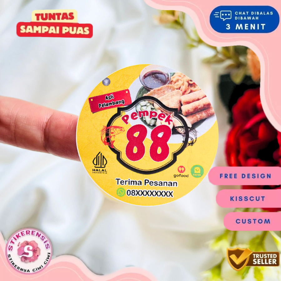 Jual 2-4 Stikerensis Sticker Label Makanan Pempek Tekwan Stiker Bulat ...