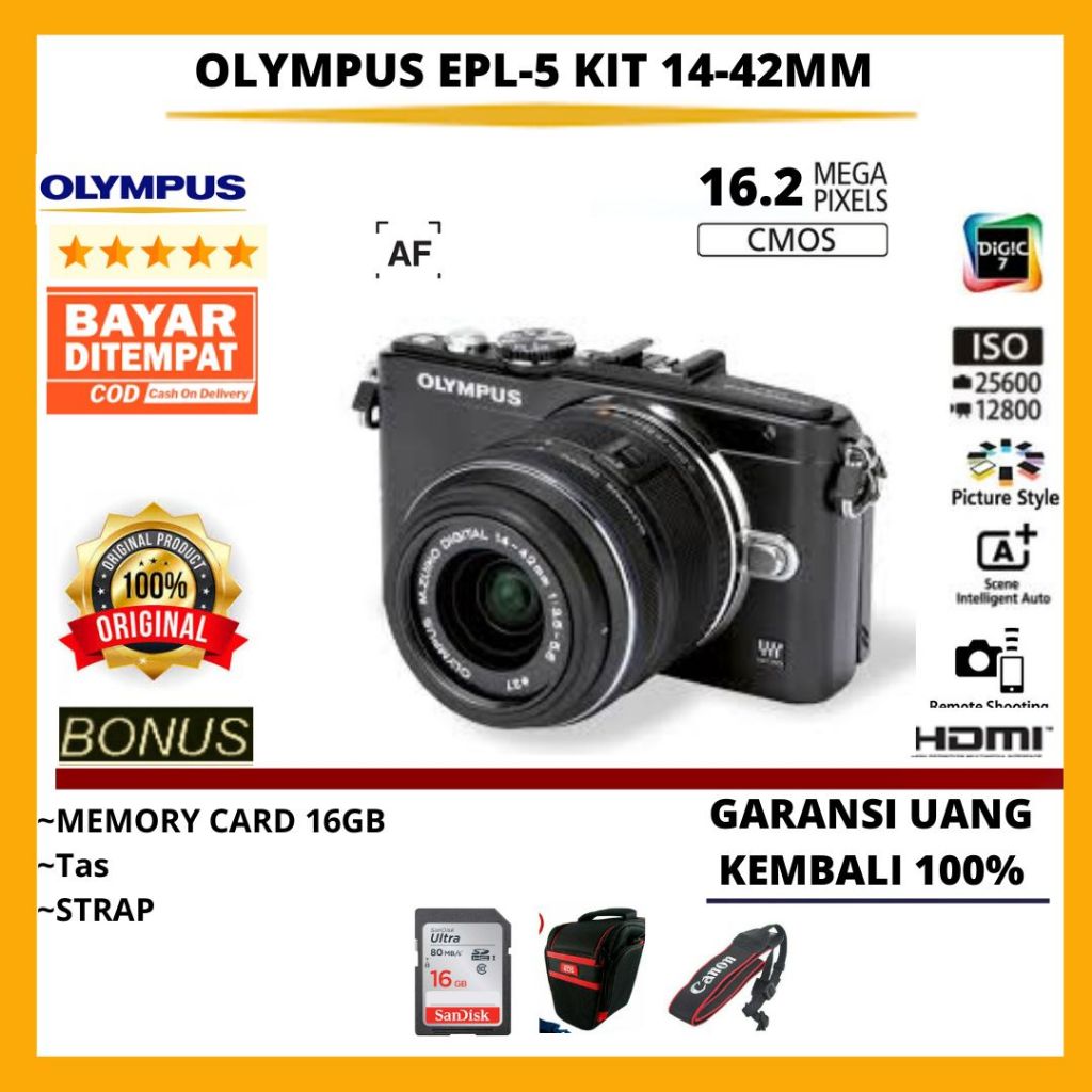 Jual OLYMPUS EPL-5 KIT 14-42MM | Shopee Indonesia