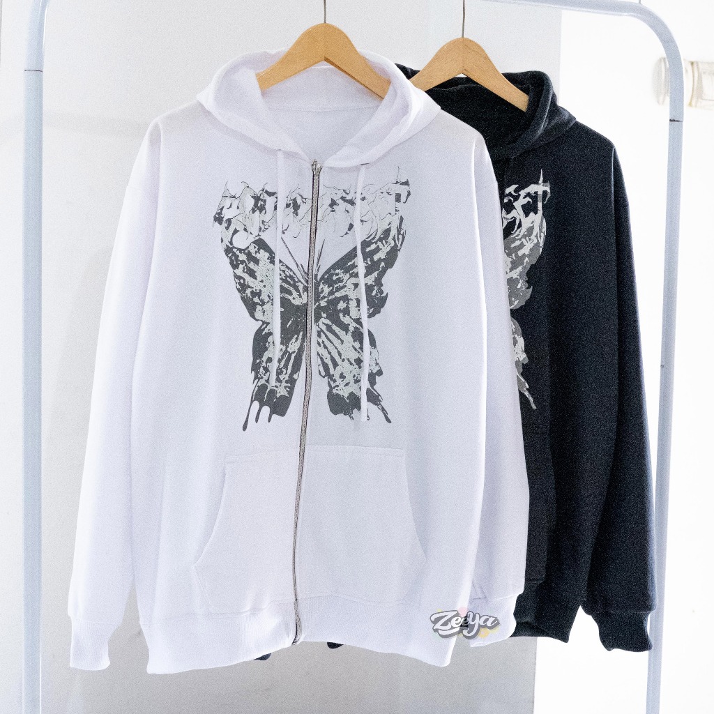 Jual Jacket Hoodie Butterfly Oversize - Zipper Hodie Wanita dan Pria ...
