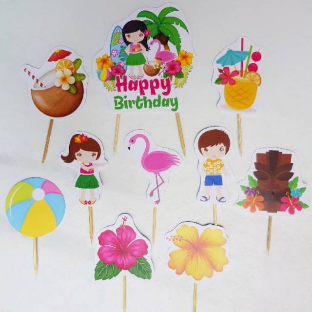 Jual satu set cake topper hiasan kue ulang tahun karakter Anak Pantai ...