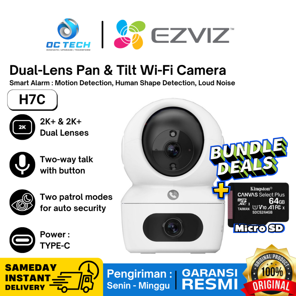 Jual Ezviz H7c Dual Lens 2K+ & 2K+ Smart Home Wifi Pan Tilt IP Camera ...