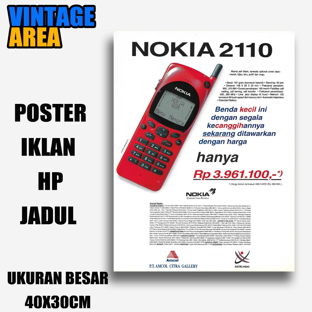 Jual Poster iklan HP Jadul Nokia 30x40cm - Hiasan Dinding Retro Keren ...