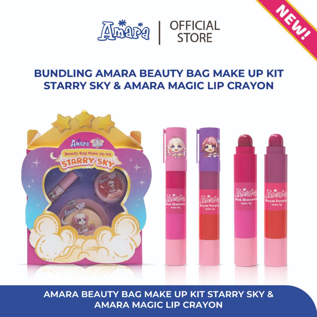 Jual Amara Beauty Bag Make up Kit Starry Sky + Magic Lip Crayon Package ...