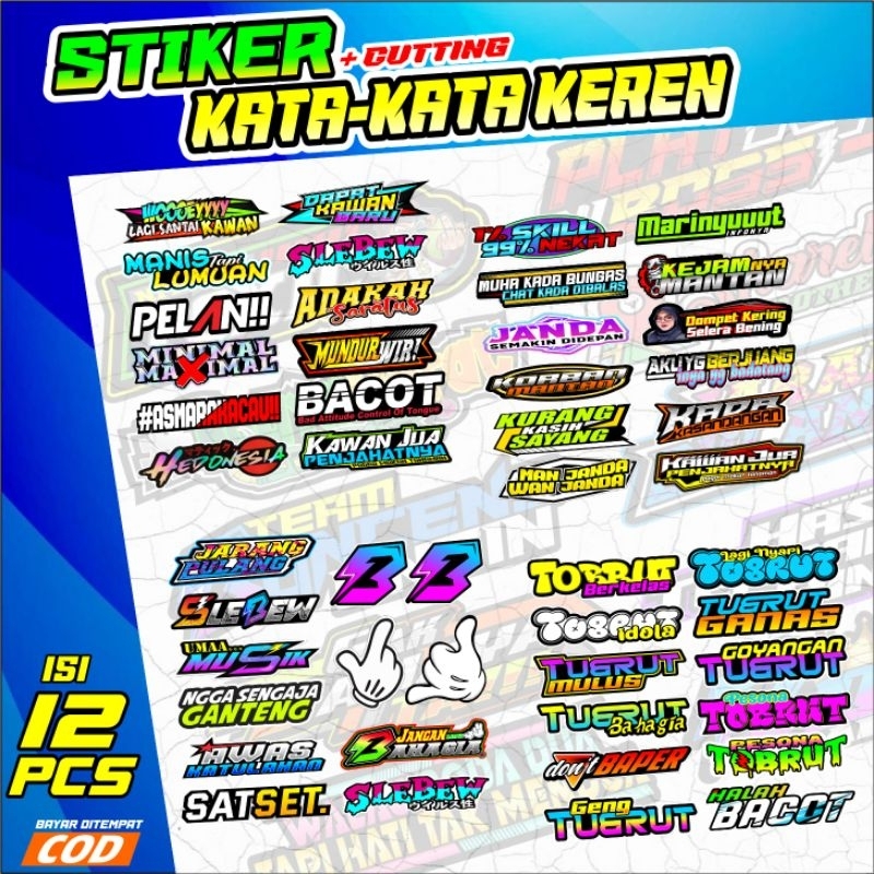 Jual STIKER KATA KATA KEREN ISI 12 PACK-STIKER VIRAL | Shopee Indonesia
